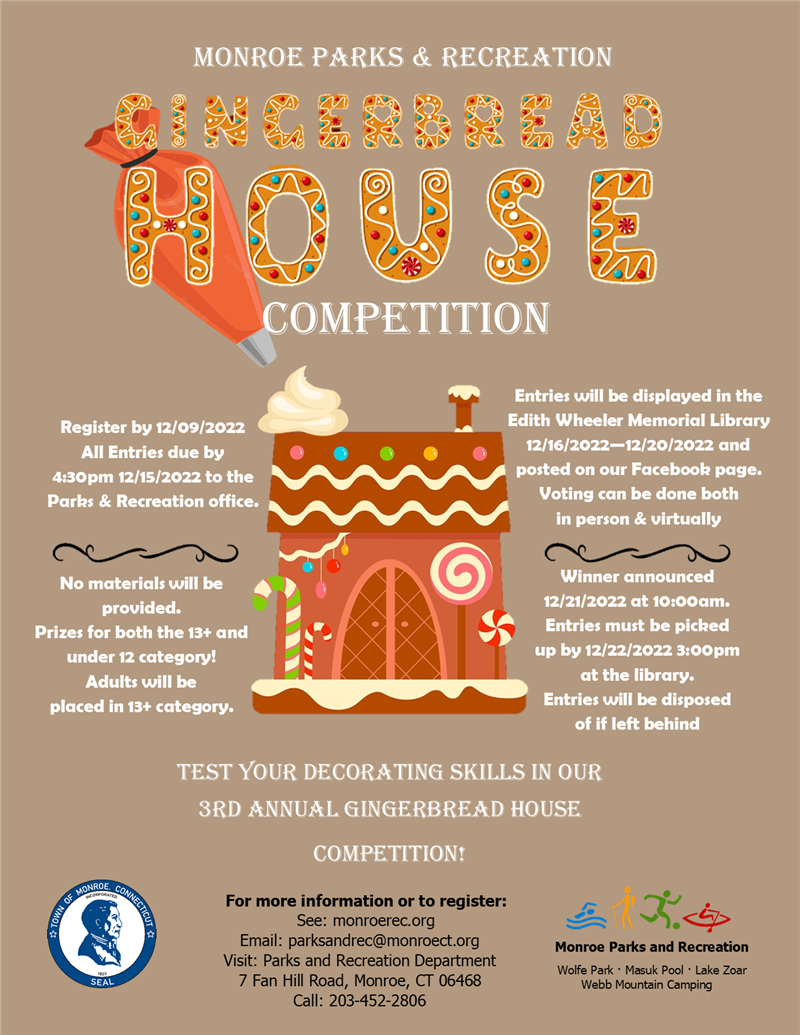 Monroe Parks and Recreation Department: Gingerbread House Competition